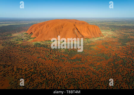 Aerial view of Uluru, in the Uluṟu-Kata Tjuṯa National Park, Northern ...