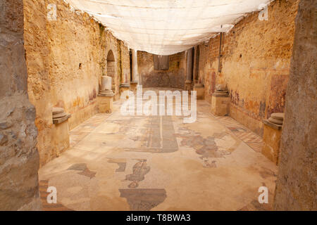 The Circus Maximus mosaic from the two-apse room in the villa’s bathing ...
