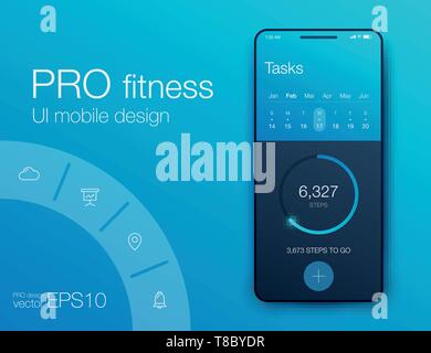 User interface with infographics with charts and graphs in flat design ...