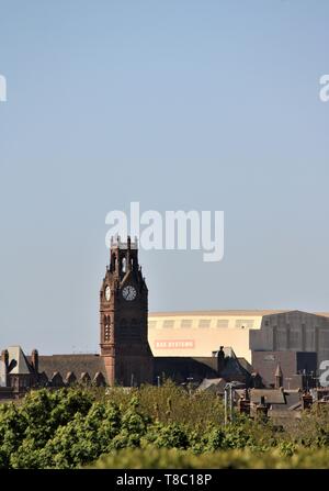 BAE Systems, submarine shipyard, Barrow-in-Furness, looking from Walney ...