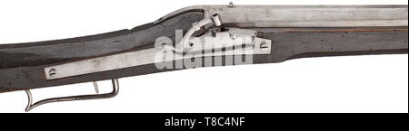 A heavy matchlock musket, German, circa 1600. Octagonal barrel with a ...