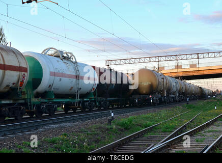 Rail cars carry crude oil and ethanol. Railway logistics explosive ...