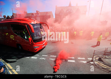 The Liverpool team bus arrives for the Premier League match at Anfield ...