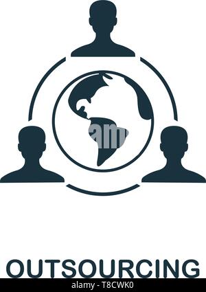 Outsourcing business collaboration vector icon in flat style. People ...