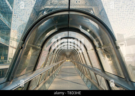 Skybridge made of glass and steel. Modern structure and architecture ...