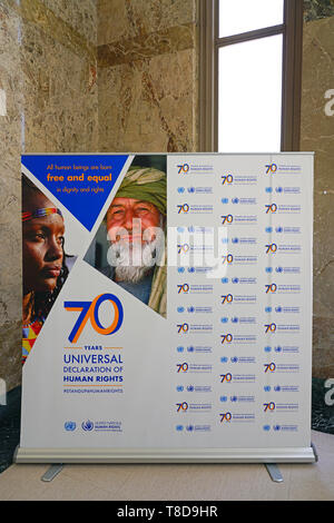 GENEVA, SWITZERLAND -5 APR 2019- Interior view of the United Nations ...