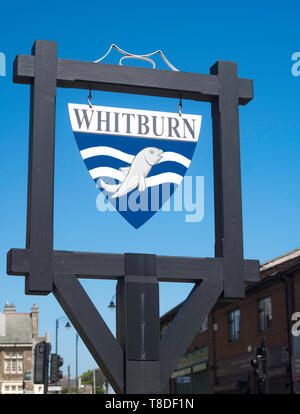 Whitburn Village Sign, Whitburn, North East England Stock Photo - Alamy