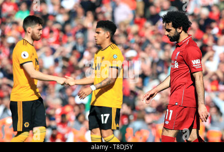 Liverpool's Mohamed Salah dejected after conceding their first goal ...