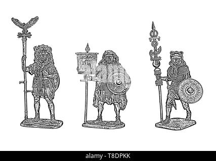 Roman legionary illustration. Set of 3 roman soldiers. Roman Aquilifer ...