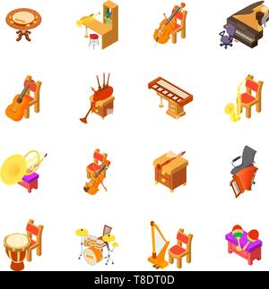 Music industry isometric icons set with recording studio symbols ...