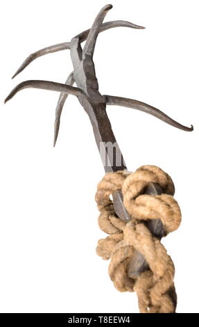 A rare military grappling hook 17th/18th century. Of wrought iron, the ...