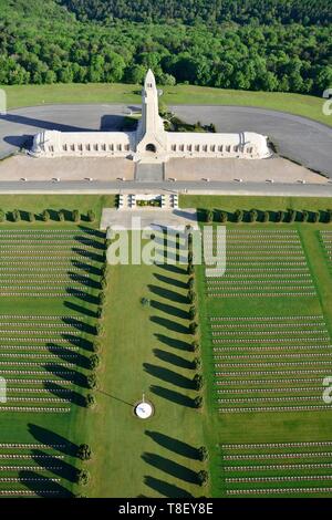 AERIAL VIEW. Douaumont Ossuary and Cemetery. WWI cemetery near Verdun ...