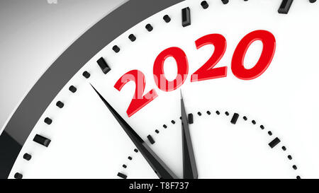 Black clock with 2020 represents coming new year 2020, three-dimensional rendering, 3D ...