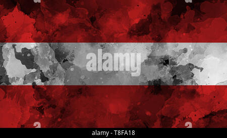 Watercolor illustration. Austria flag isolated on white background. Red ...