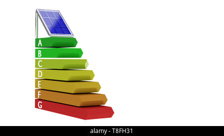 Energy class rating system made of 3d render illustration of bar chart ...