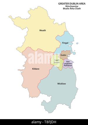 Greater Dublin Area administrative and political vector map.eps Stock ...