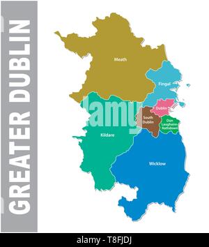 Ireland Political Map with capital Dublin, national borders Stock Photo ...