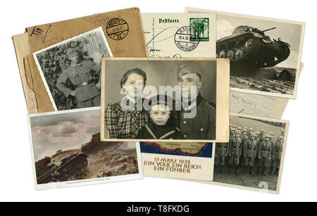 Historical photo collage of photos, postcards and letters. Adolf Hitler ...