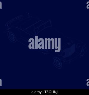 Contour of a vintage car without a roof. Side view. Vector illustration ...
