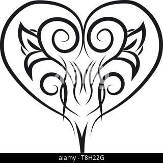 Abstract heart element hand drawn symbol of love icon for romantic ...
