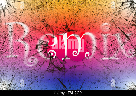 Remix concept with remix word written behind the broken glass with ...