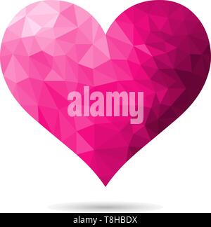 Red Polygonal Heart for Valentine s Day. Vector festive background ...