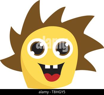 Cute yellow alien with big eyes wearing spacesuit cartoon vector ...