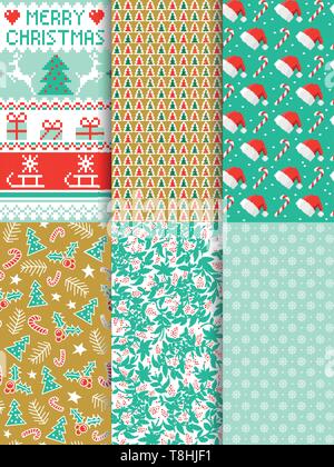 Christmas pattern set and vector illustration Stock Vector Image & Art ...