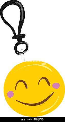Smiley face keychain, illustration, vector on a white background Stock ...