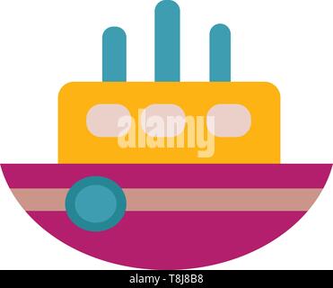 A cute cruise ship with the hull in the brown, upper deck in yellow ...