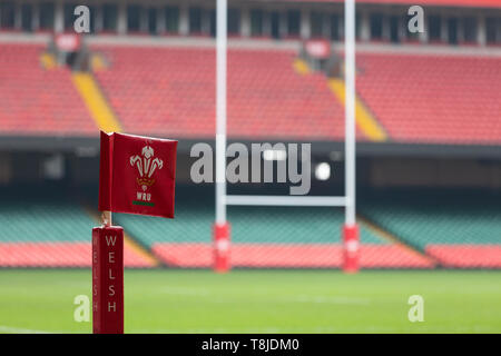 The pitch and stands of an empty Principality Stadium in Cardiff Stock ...