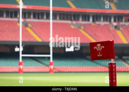 The pitch and stands of an empty Principality Stadium in Cardiff Stock ...