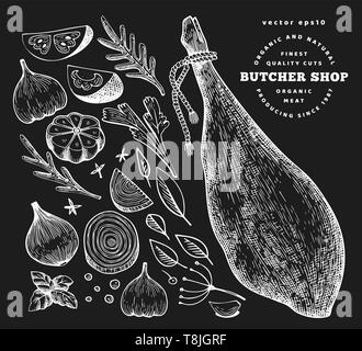 meat on bone drawing. Jamon cartoon pork style Stock Vector Image & Art ...