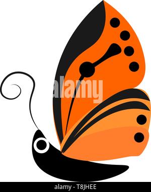 Monarch butterfly, side view. Vector illustration isolated on white ...