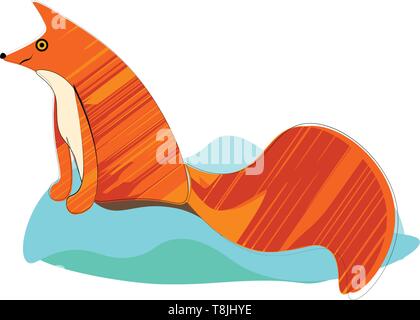 Cute red fox sitting. Cartoon animal character design. Forest animal ...