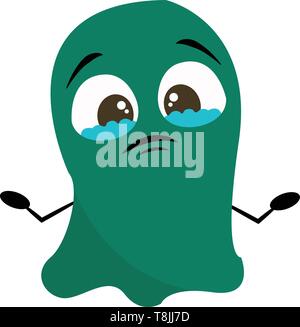 A sad green monster illustration Stock Vector Image & Art - Alamy