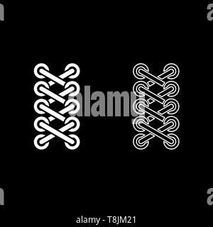 Shoelace of sneaker shoes Tying shoelaces Fastening rope Stitch concept ...