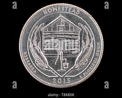 Nebraska state quarter coin isolated on white background Stock Photo ...