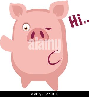 happy cartoon pig waving Stock Vector Image & Art - Alamy