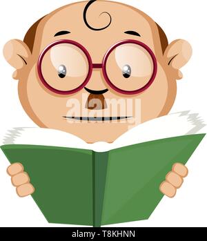 Happy smiley emoticon reading book Stock Vector Image & Art - Alamy