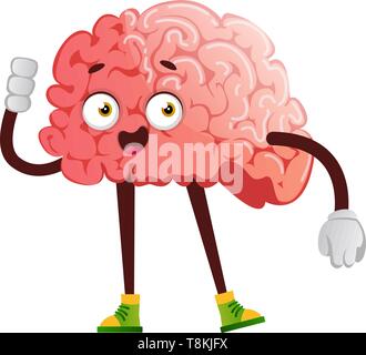 Brain is cheering, illustration, vector on white background Stock ...