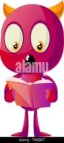 A cartoon illustration of a devil reading a book Stock Vector Image ...