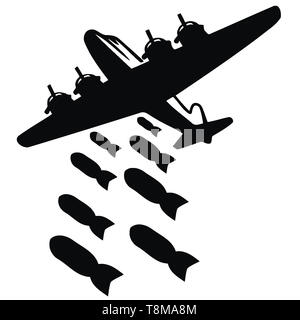airplane fighter attack bombing nuke illustration war silhouette Stock ...
