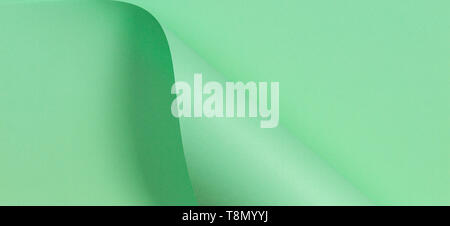 Abstract wave of pastel green paper on light blue background. Creative ...