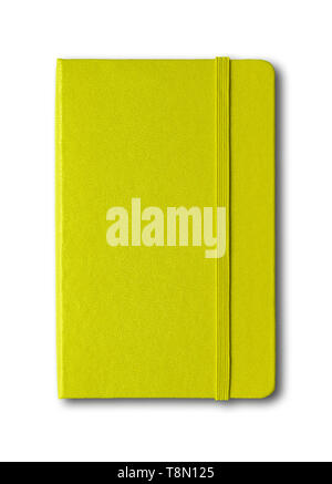 Lime green closed notebook mockup isolated on white. Lime green closed ...