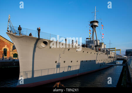 HMS Caroline, WW1 C-class cruiser, recently a Royal Navy training ...