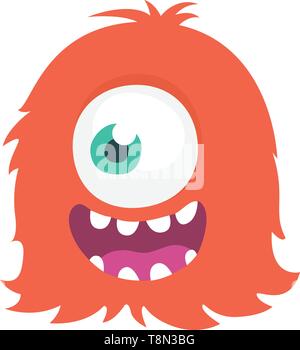 One-eyed Creature, Orange and Red Monster, Big Alien Eye, vector ...