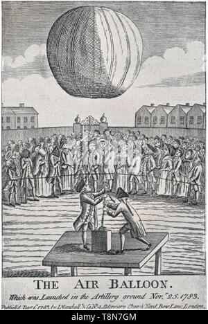 Engraving , The first hot air balloon in Paris 4 june 1783 Stock Photo ...