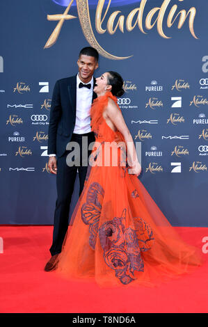 Naomi Scott and her husband Jordan Spence attending the 'Aladdin ...