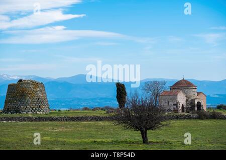 Italy Sardinia Silanus tower Nuraghe Santa Sabina visitors island ...
